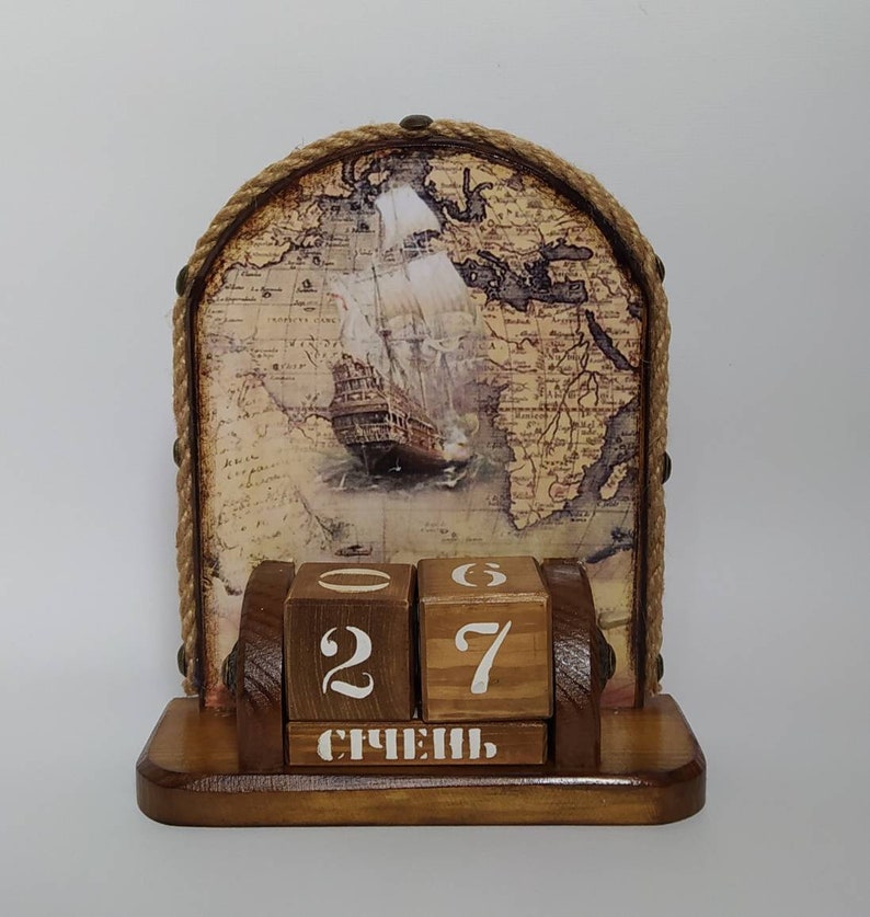 Wooden Tabletop Perpetual Calendar From a Pirate Ship - Etsy