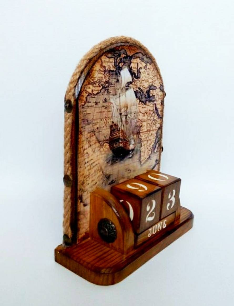 Wooden Tabletop Perpetual Calendar From a Pirate Ship - Etsy