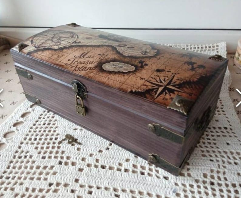 Pirates Chest Large Wooden Keepsake Box Decor Rustic With Lock - Etsy