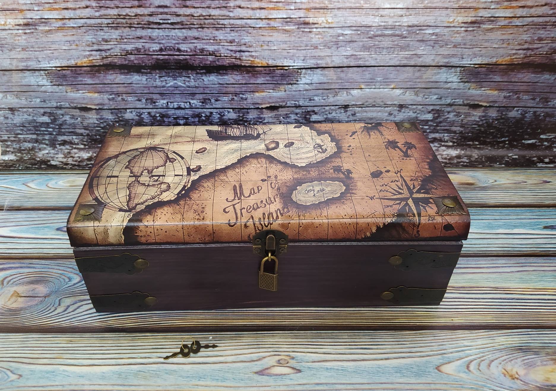 Pirates Chest Large Wooden Keepsake Box Decor Rustic With Lock - Etsy