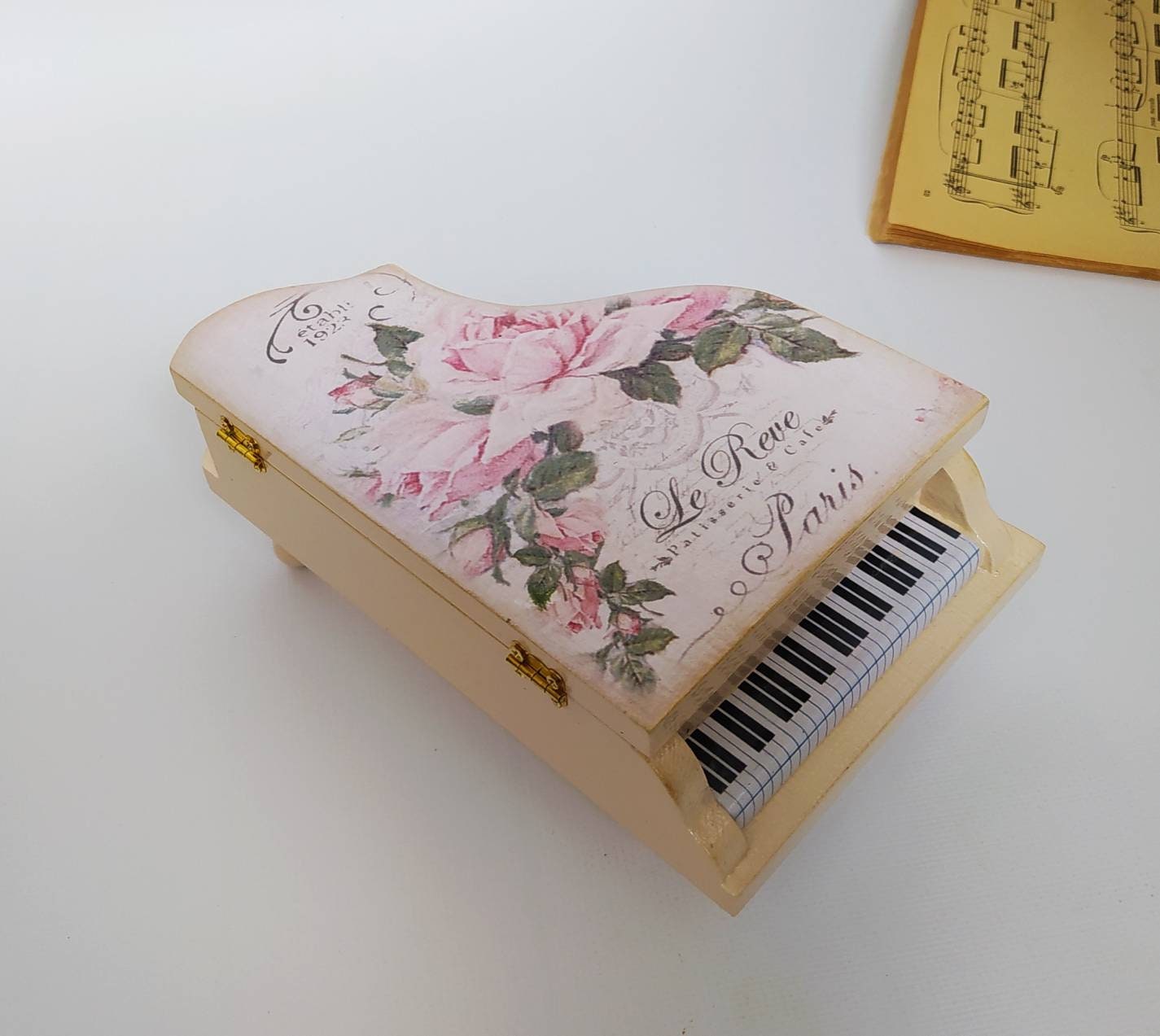 Piano White Wooden Jewerly Box - Etsy