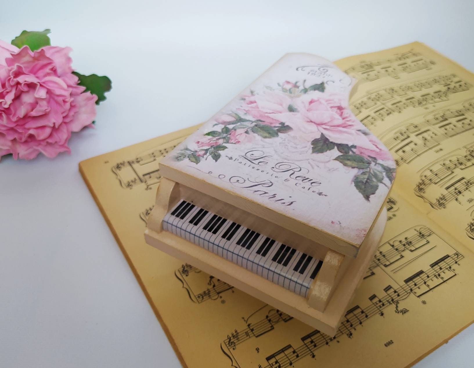 Piano White Wooden Jewerly Box - Etsy