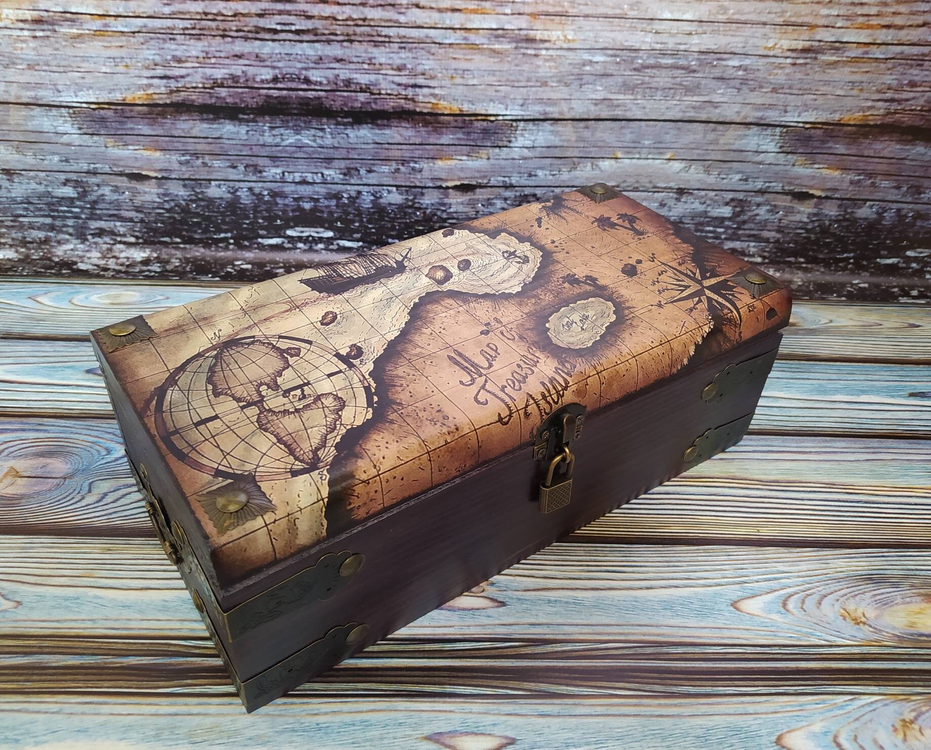 Pirates Chest Large Wooden Keepsake Box Decor Rustic With Lock - Etsy