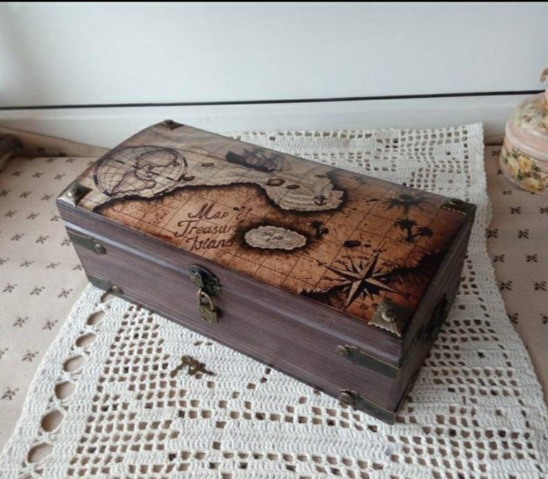Pirates Chest Large Wooden Keepsake Box Decor Rustic With Lock - Etsy