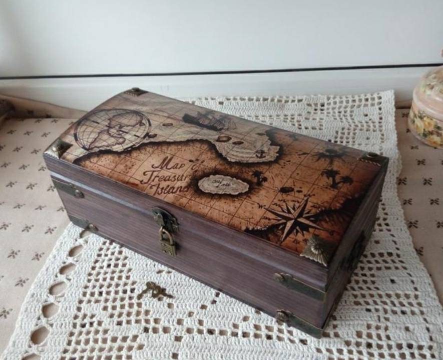 Pirates Chest Large Wooden Keepsake Box Decor Rustic With Lock - Etsy