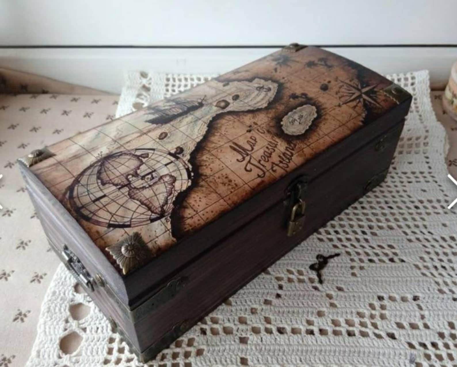 Pirates Chest Large Wooden Keepsake Box Decor Rustic With Lock - Etsy