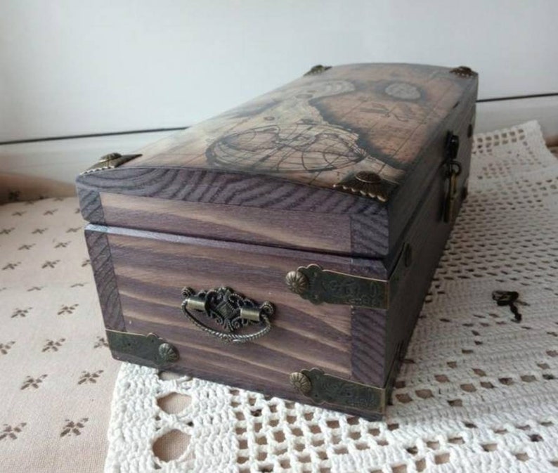 Pirates Chest Large Wooden Keepsake Box Decor Rustic With Lock - Etsy