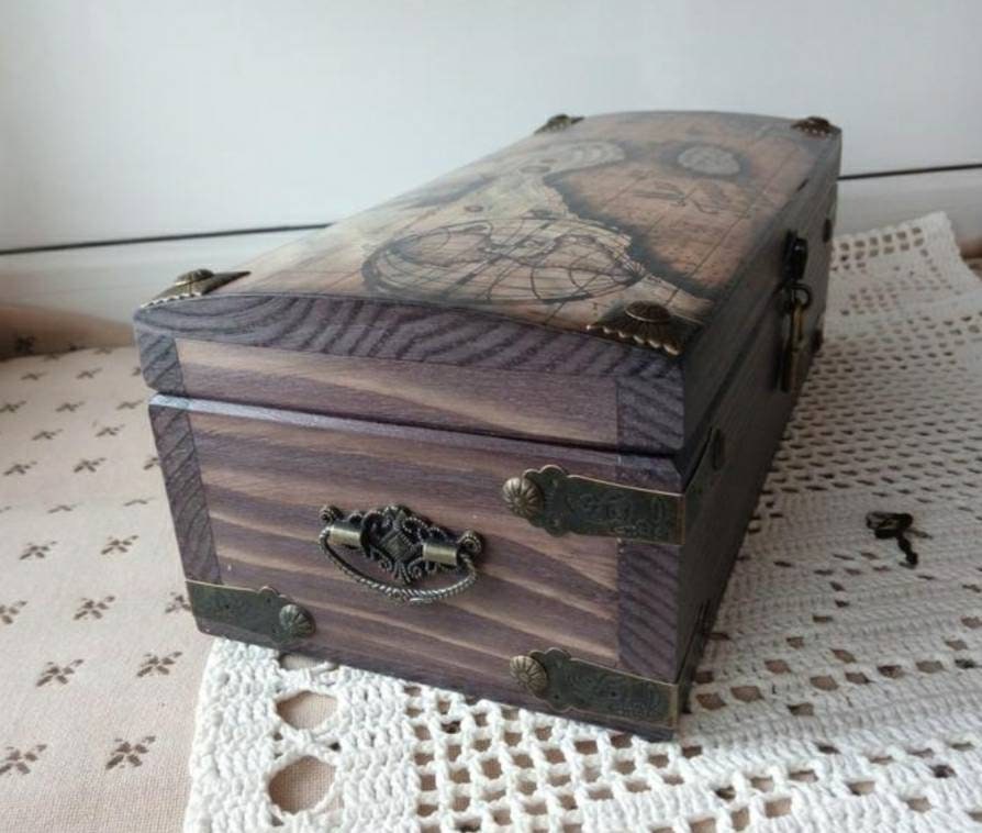 Pirates Chest Large Wooden Keepsake Box Decor Rustic With Lock - Etsy