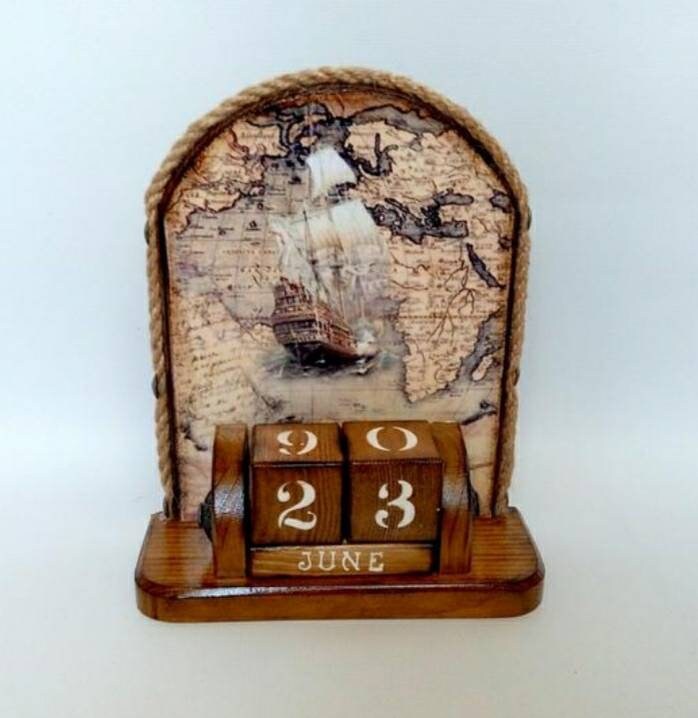 Wooden Tabletop Perpetual Calendar From a Pirate Ship - Etsy