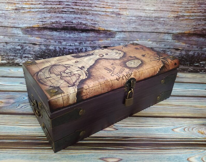 Pirates Chest Large Wooden Keepsake Box Decor Rustic With Lock - Etsy