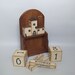 Desk Perpetual Calendar in Brown and Vanilla Colors With Small Houses ...