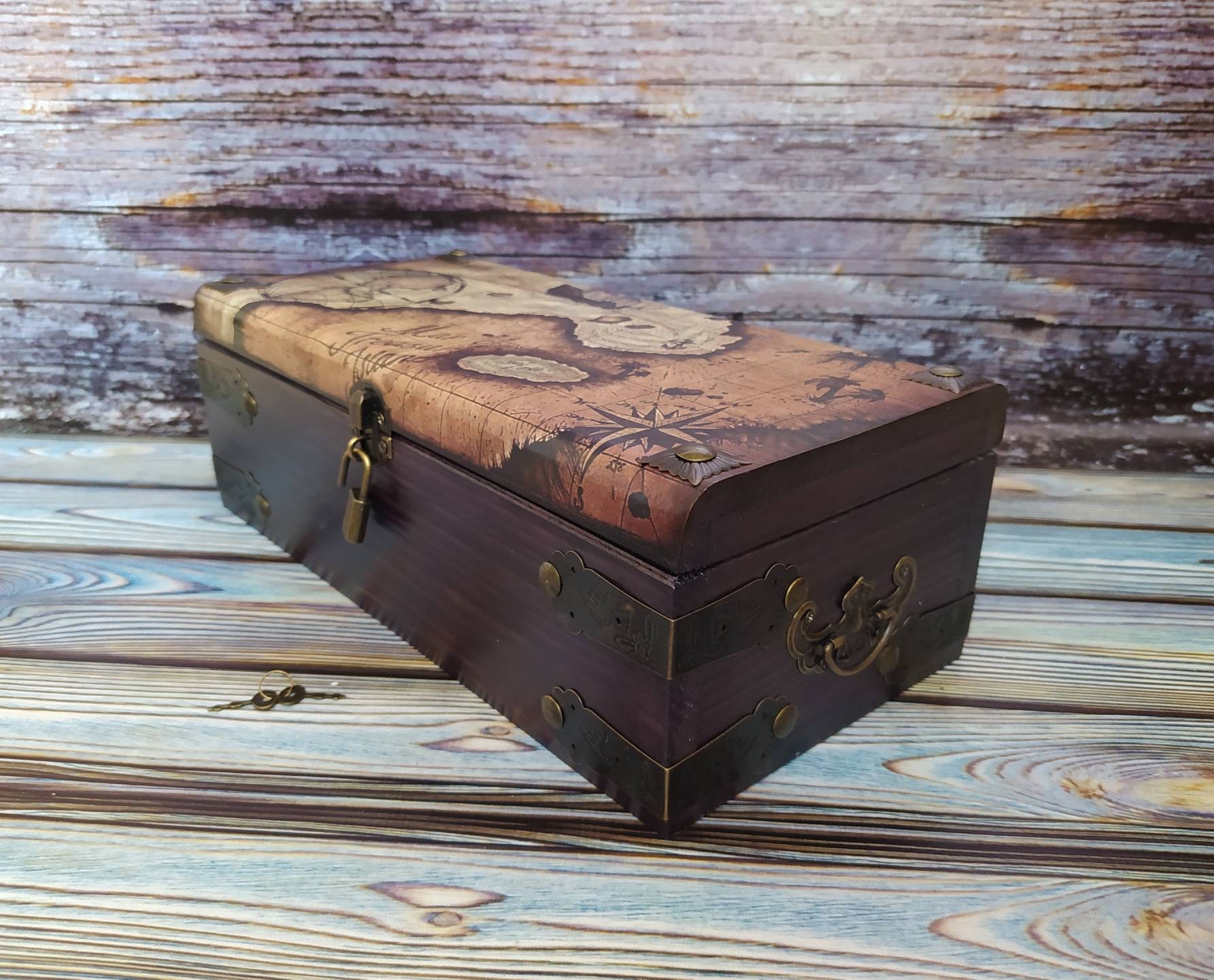 Pirates Chest Large Wooden Keepsake Box Decor Rustic With Lock - Etsy