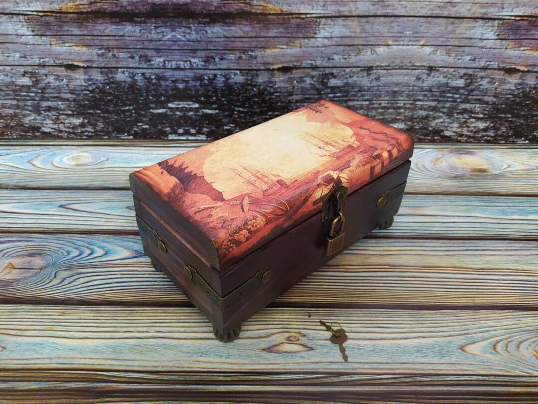 Chest Wooden Keepsake Box Decor Rustic With Lock - Etsy