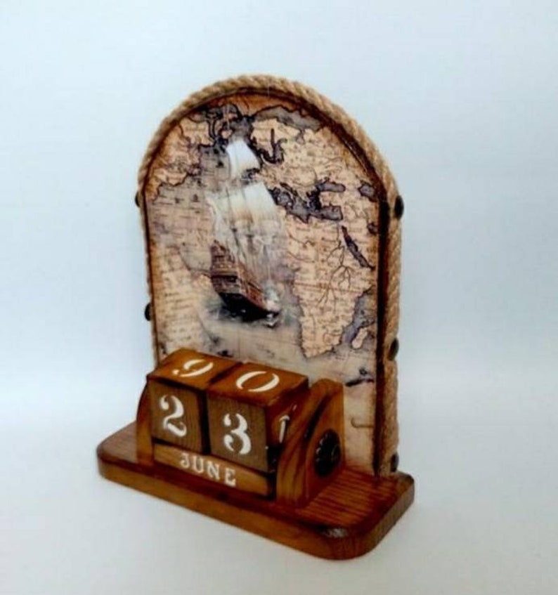 Wooden Tabletop Perpetual Calendar From a Pirate Ship - Etsy