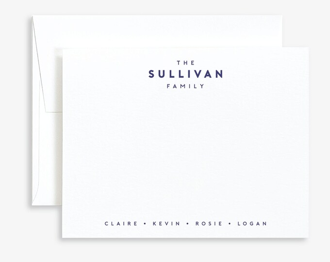 Family Note Cards and Envelopes Stationery Set, Personalized With ...