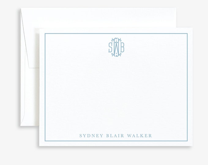 Personalized Monogram Stationery • Womens Monogram Stationery • Flat ...