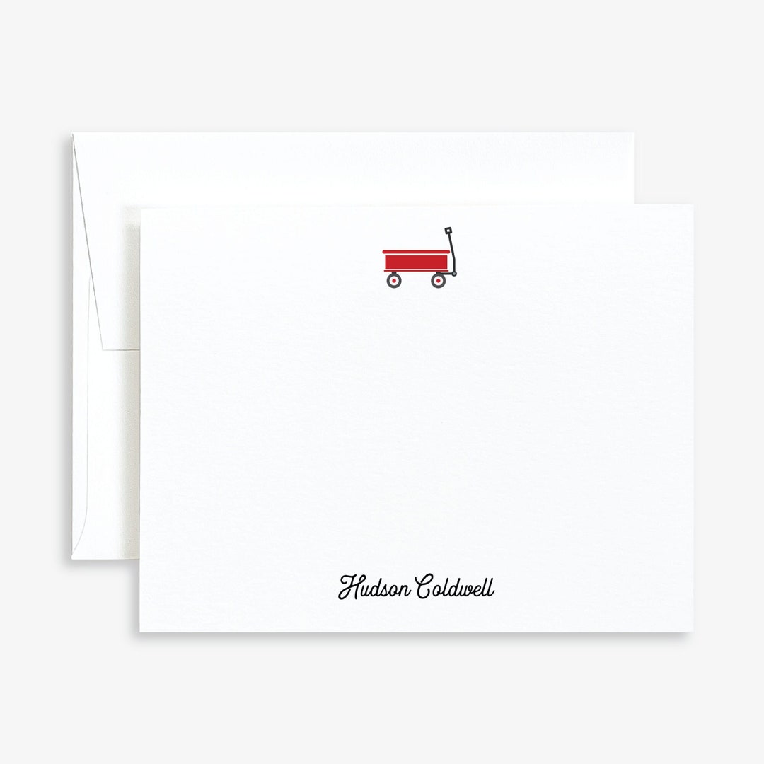 Personalized Boys Note Cards Little Red Wagon Kids Notecards Kids Thank ...