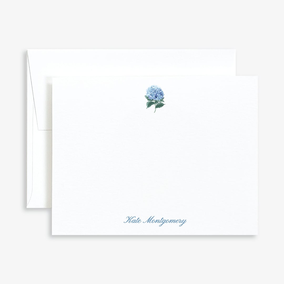 Personalized Blue Hydrangea Note Cards Hydrangea Stationery Womens ...