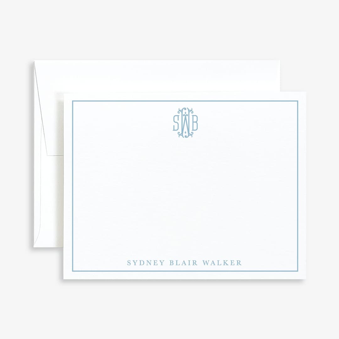 Personalized Monogram Stationery Womens Monogram Stationery Flat Note ...