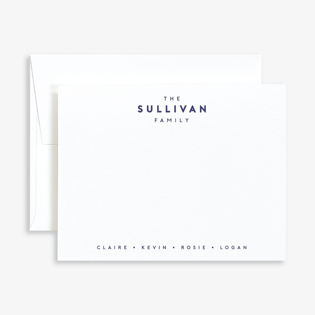 Personalized Family Note Cards Family Stationery Family Thank You Cards ...