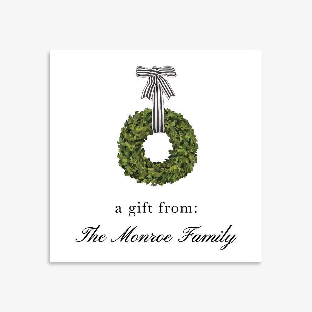 Personalized Gift Enclosure Cards Family Enclosure Cards Boxwood Wreath ...