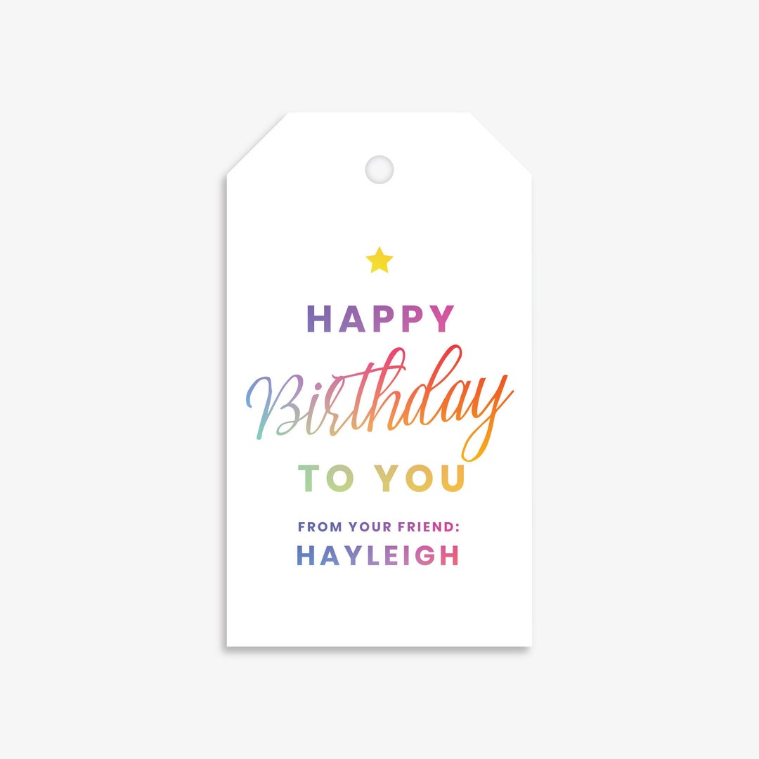 Personalized Birthday Gift Tags Personalized Rainbow Gift Tags Birthday ...