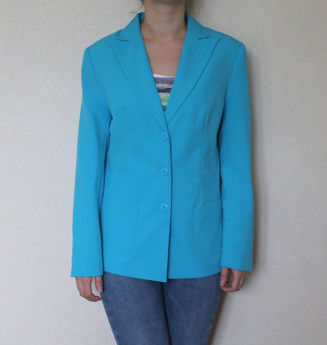 Bright Blue Blazer Vintage Blazer Women's Blazer Light Blue Jacket ...