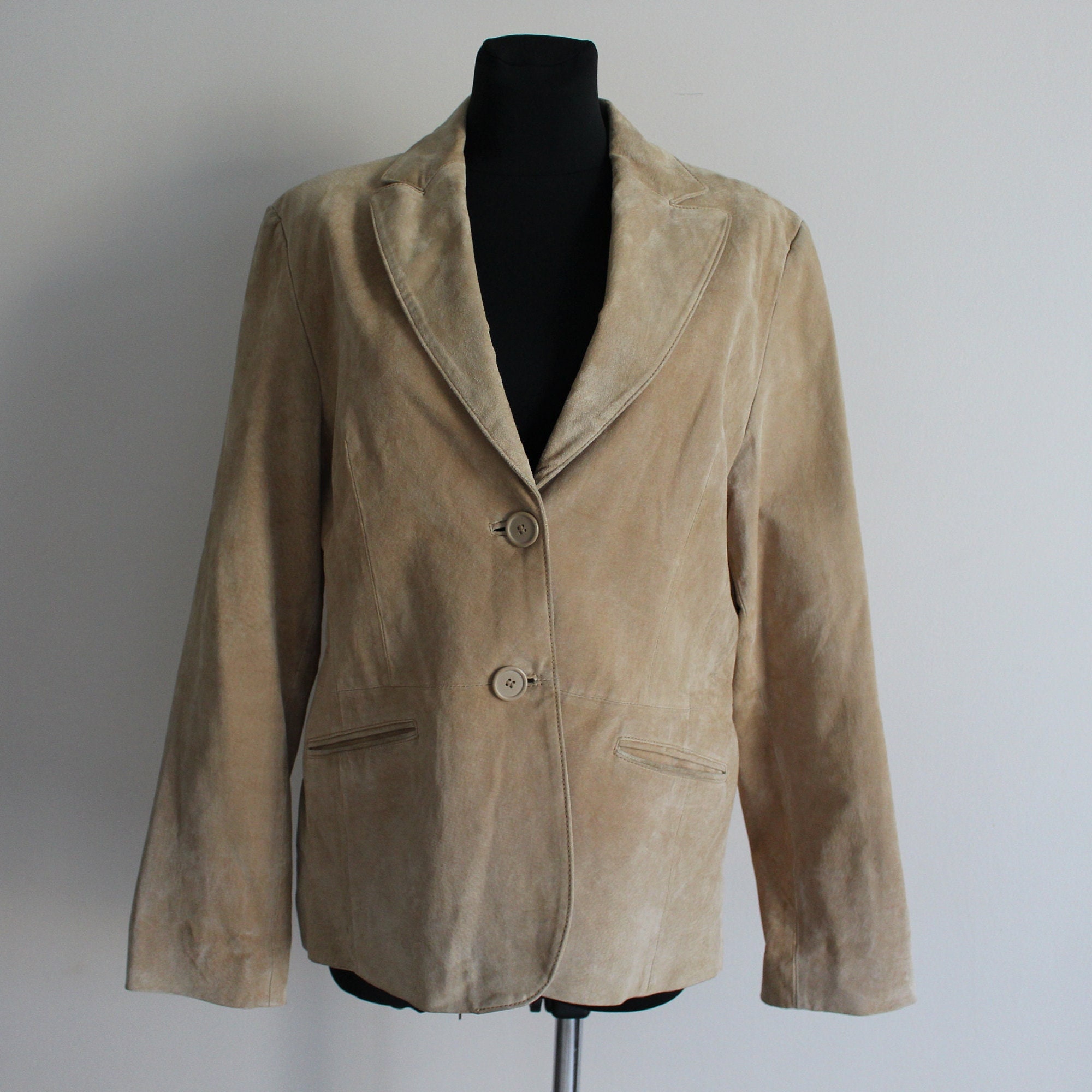 Suede Leather Jacket Beige Suede Leather Blazer Women's Suede Leather ...