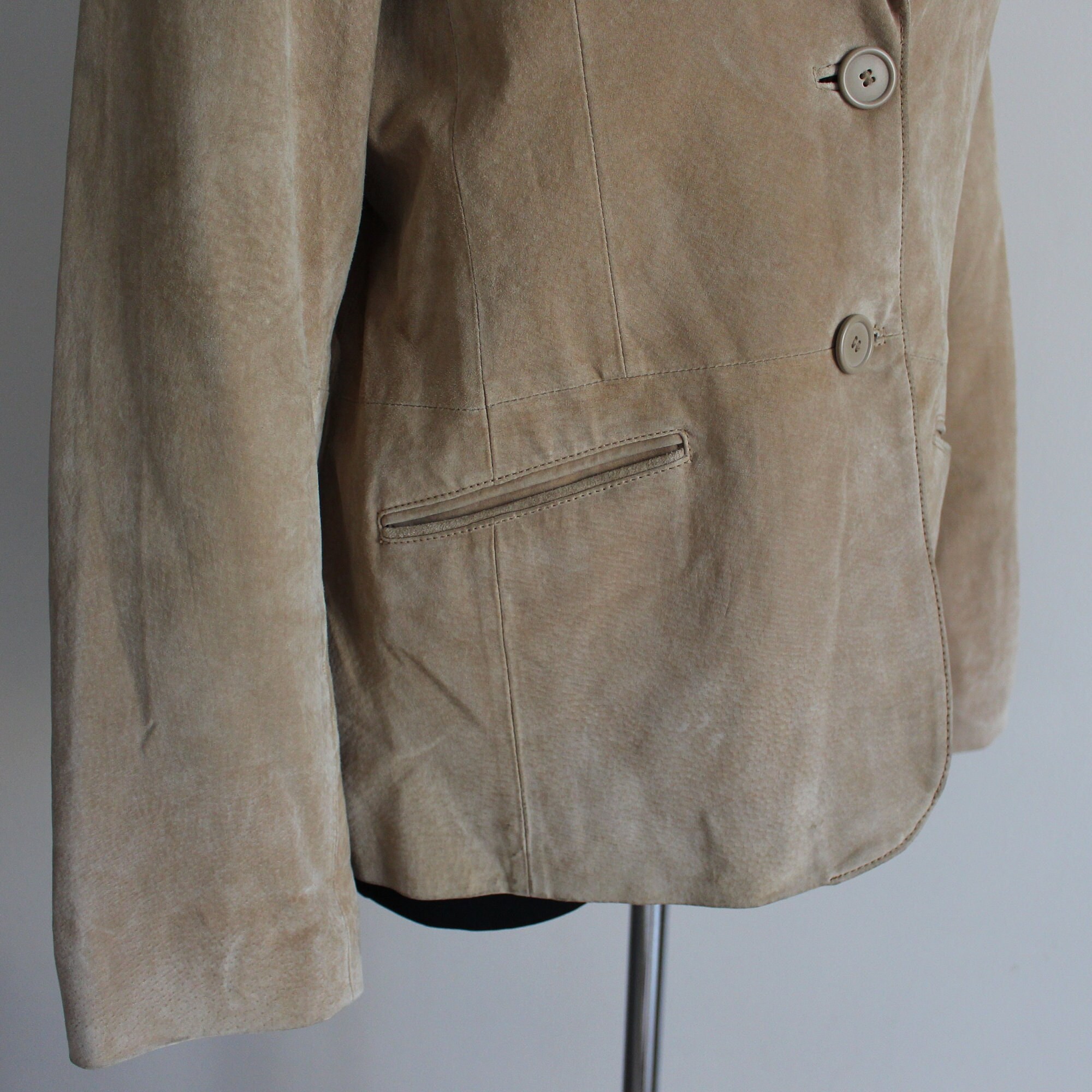 Suede Leather Jacket Beige Suede Leather Blazer Women's Suede Leather ...