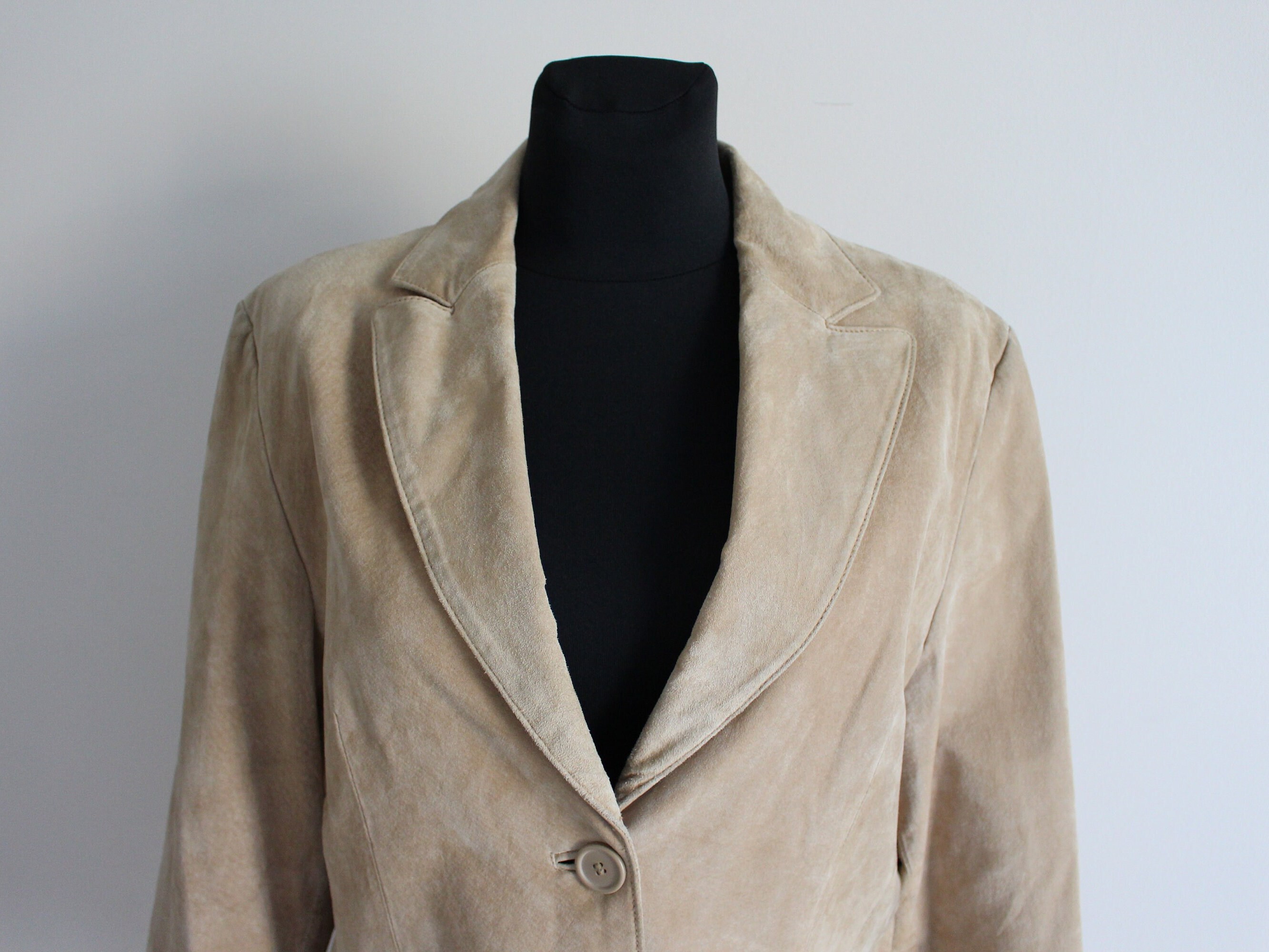 Suede Leather Jacket Beige Suede Leather Blazer Women's Suede Leather ...