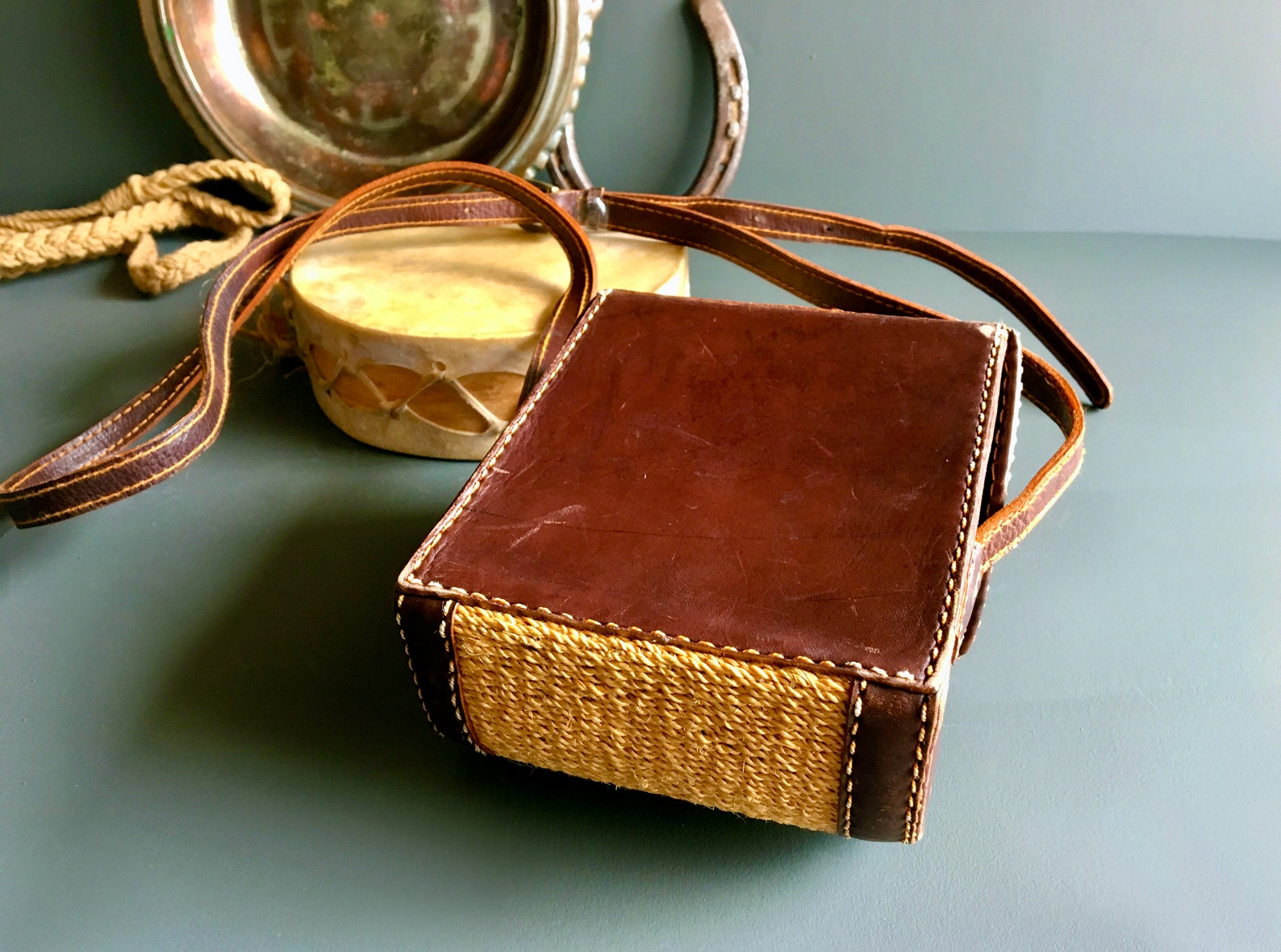 Vintage Boho Retro Leather and Fabric Camera Bag / Crossbody | Etsy