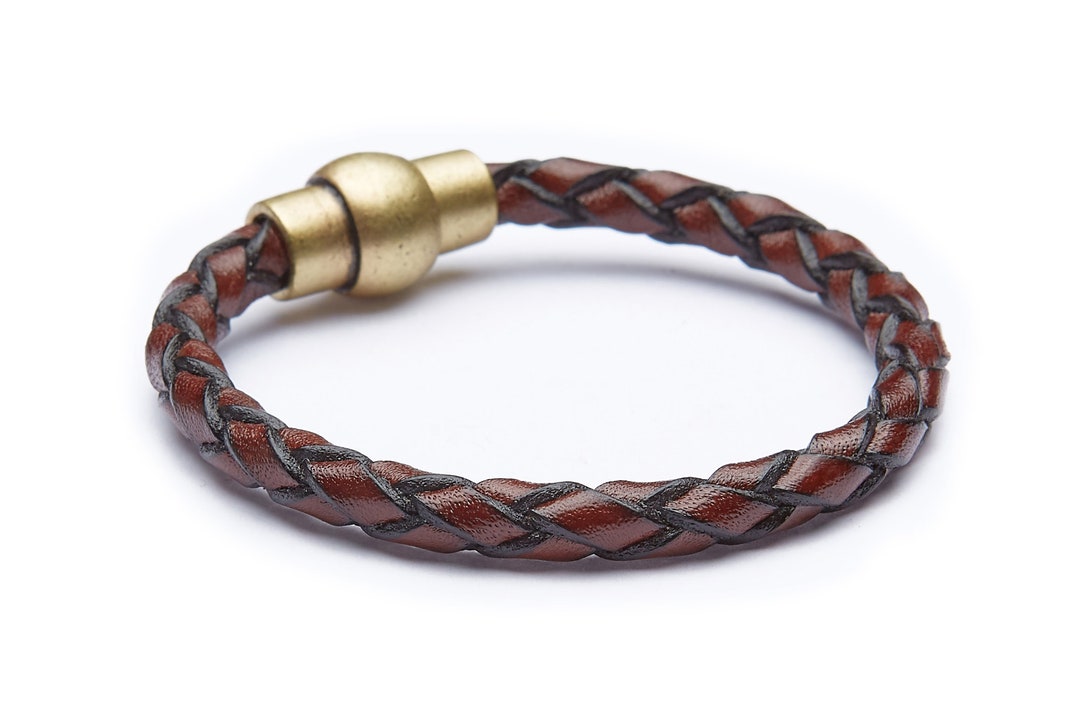 Men's Italian Leather Single Braid Bracelet - Etsy