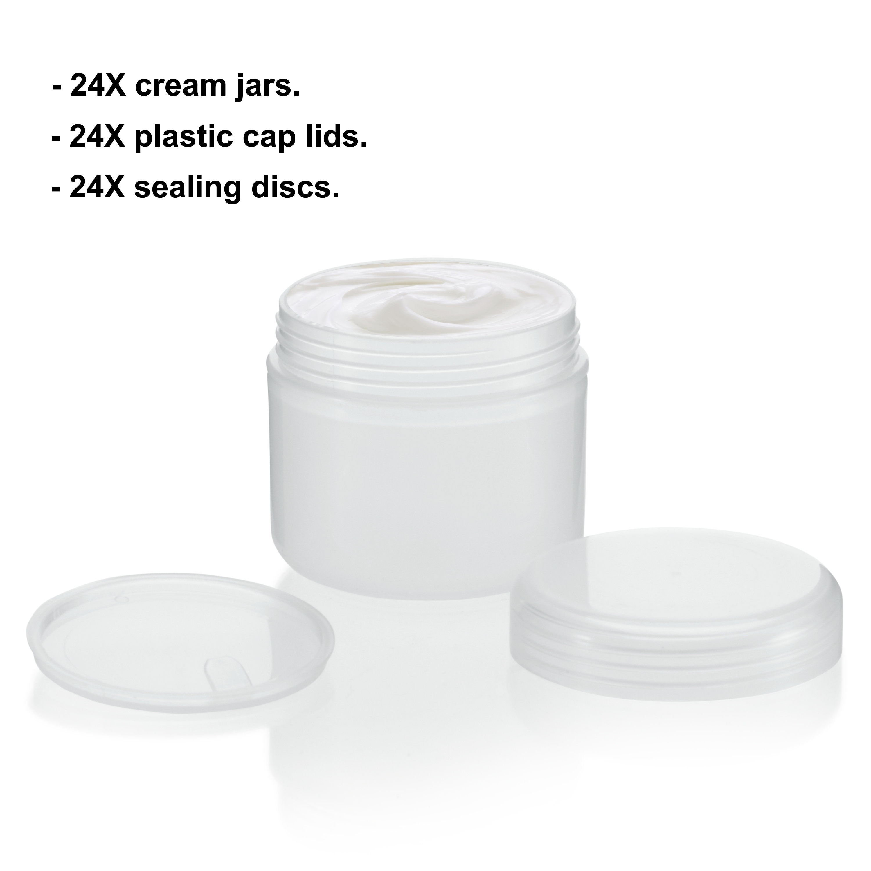 24 Pack White Translucent Cosmetic Plastic Jars W Lids N Sealing Discs ...
