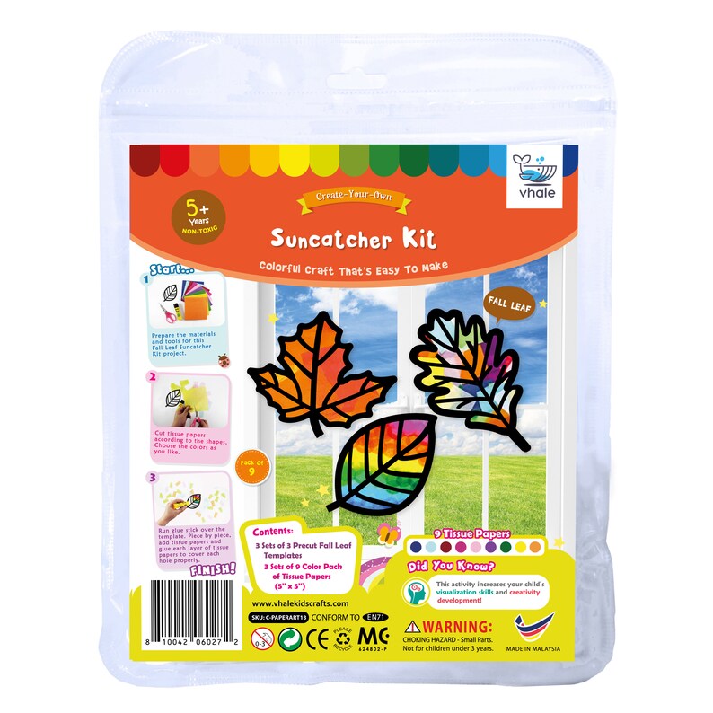 Fall Leaf Suncatcher Craft Kit: Tissue Paper Stained Glass Window Art ...