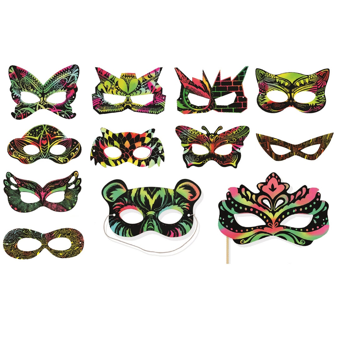 24 Sets Rainbow Scratch Art Superhero Masks Dress up - Etsy