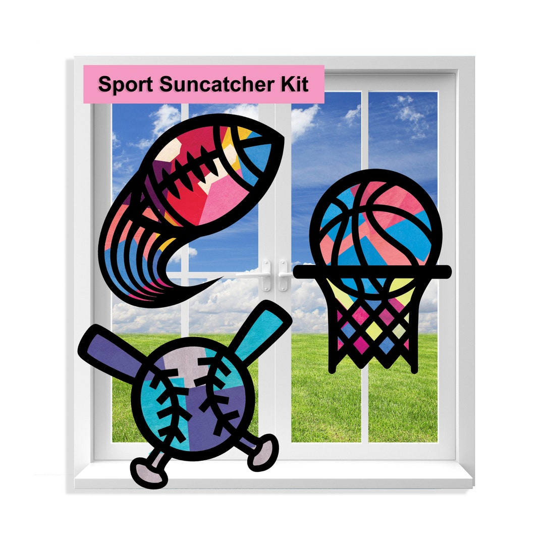 Sport Suncatcher Craft Kit: Tissue Paper Stained Glass Window Art, Kids ...