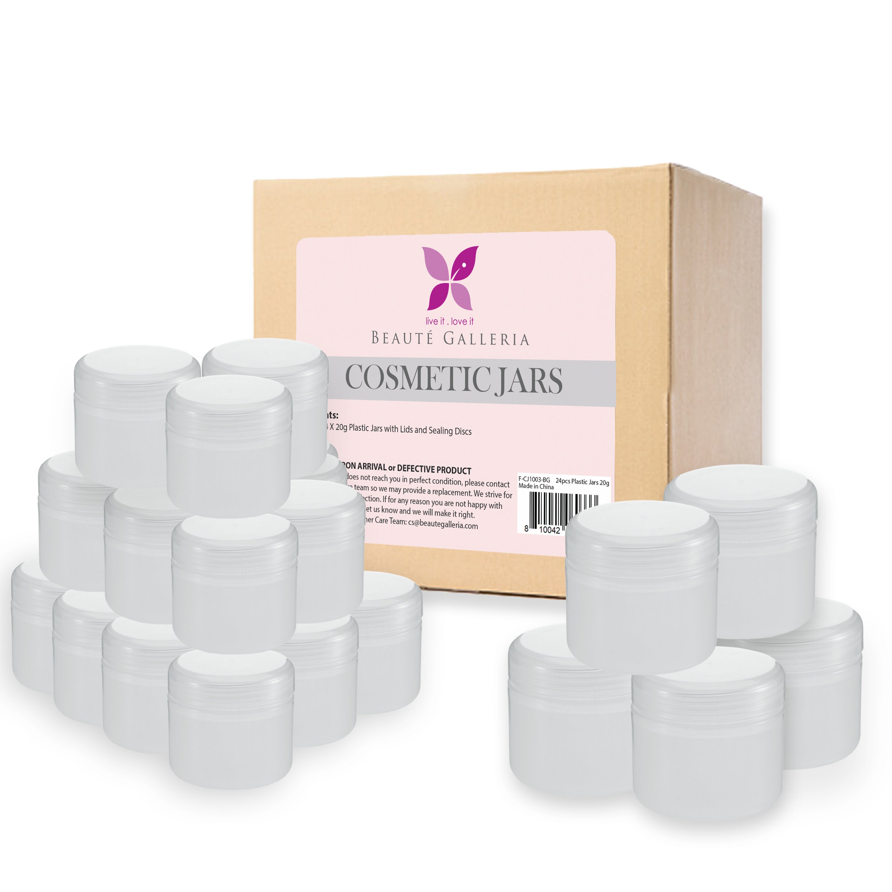 24 Pack White Translucent Cosmetic Plastic Jars W Lids N Sealing Discs ...