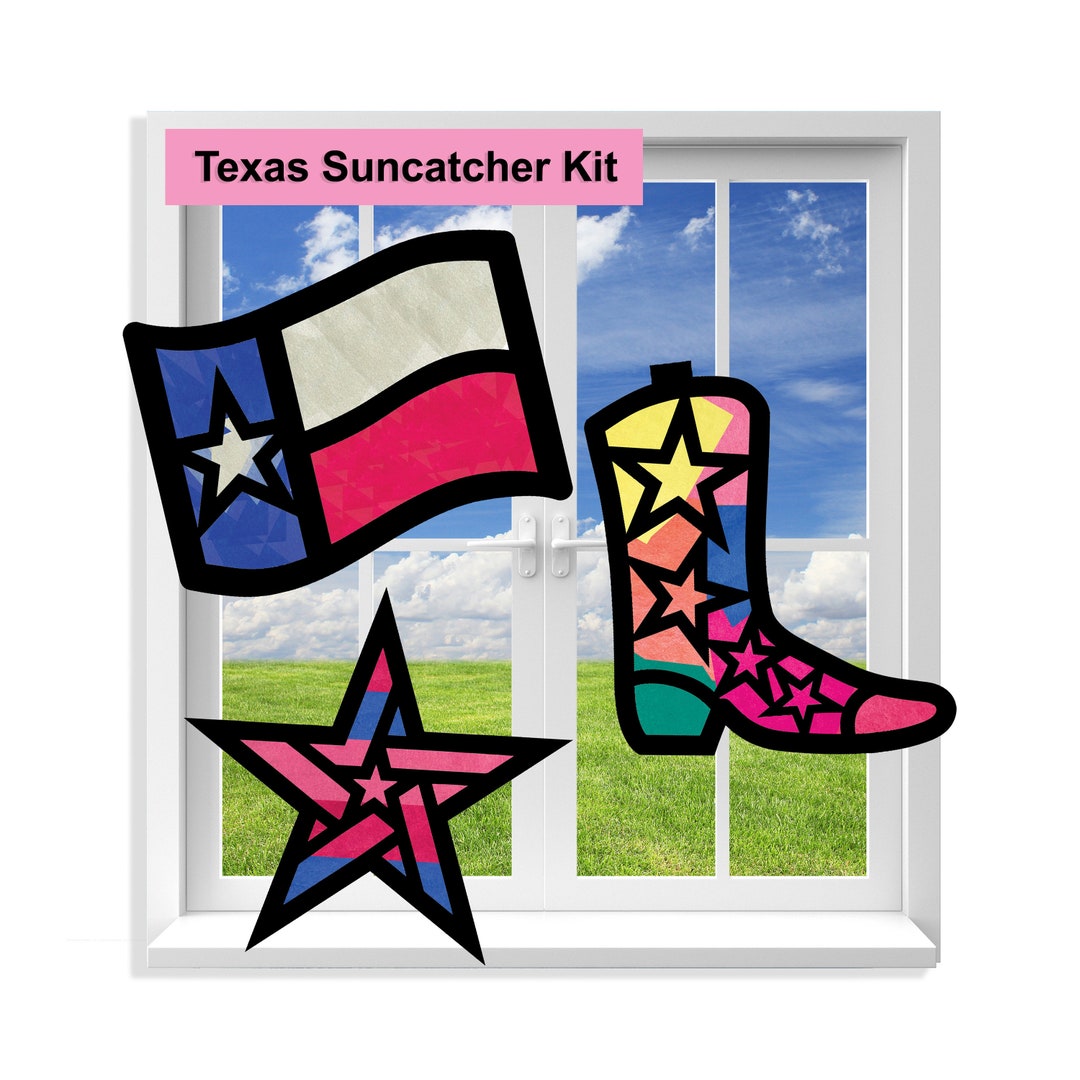 Texas Suncatcher Craft Kit: Tissue Paper Stained Glass Window Art, Kids ...