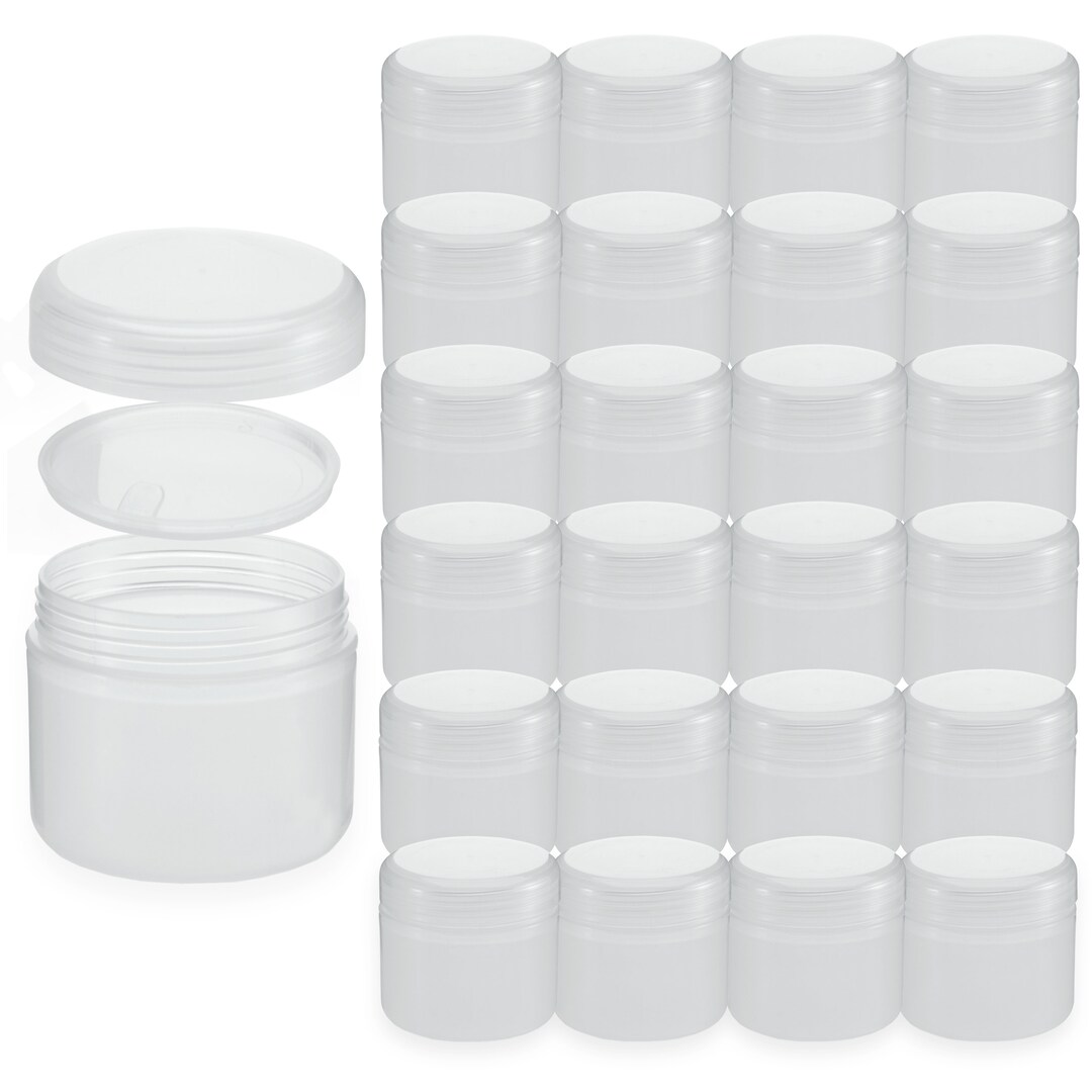 24 Pack White Translucent Cosmetic Plastic Jars W Lids N Sealing Discs ...