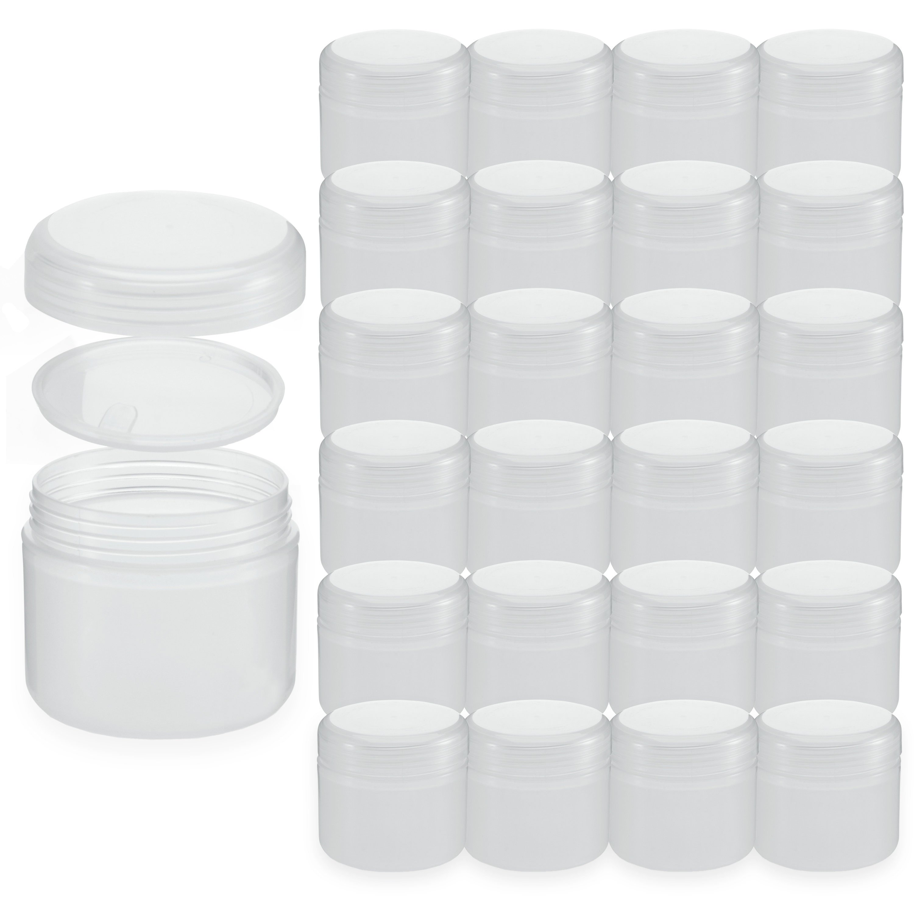 24 Pack White Translucent Cosmetic Plastic Jars W Lids N Sealing Discs ...