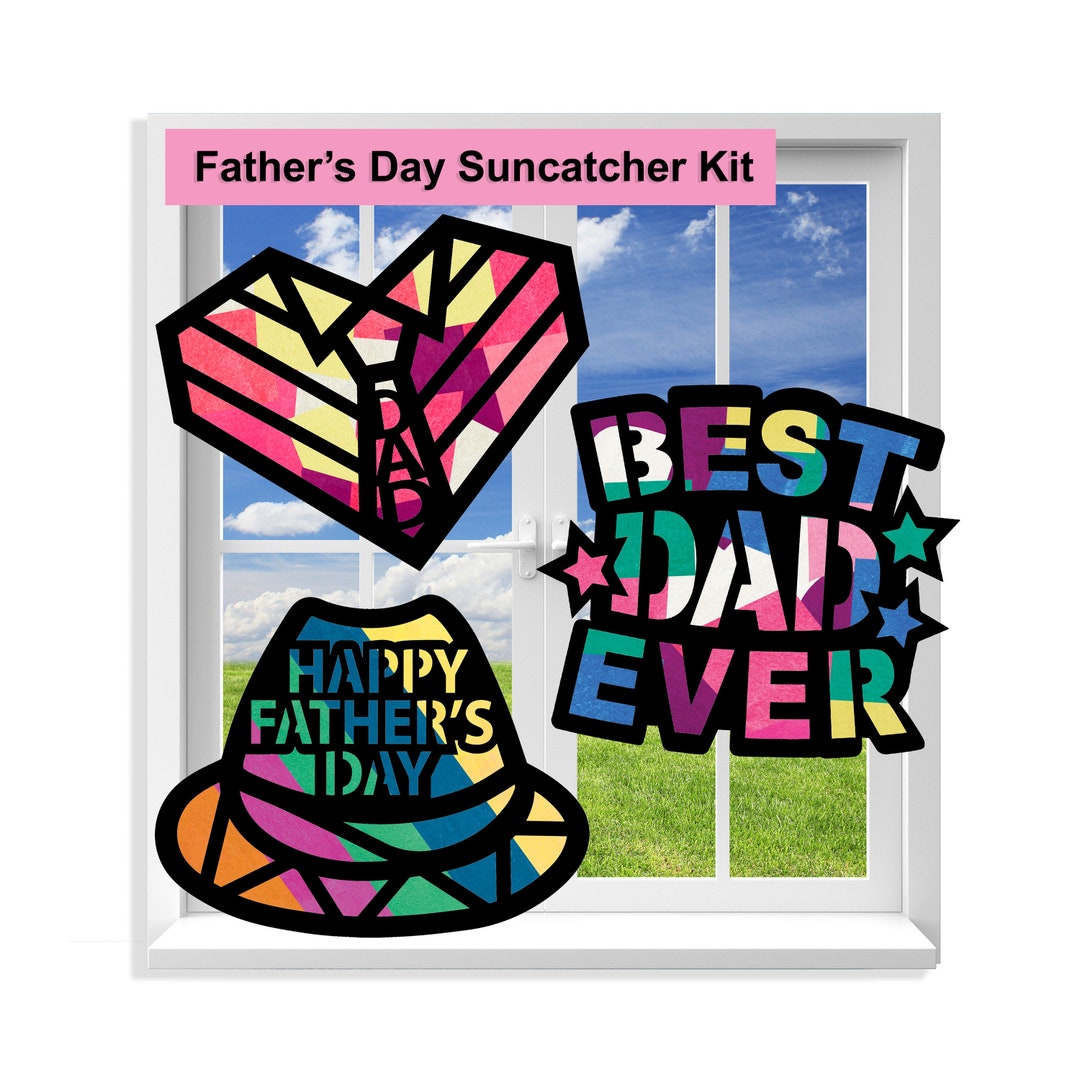 Father's Day Suncatcher Craft Kit: Tissue Paper Stained Glass Window ...