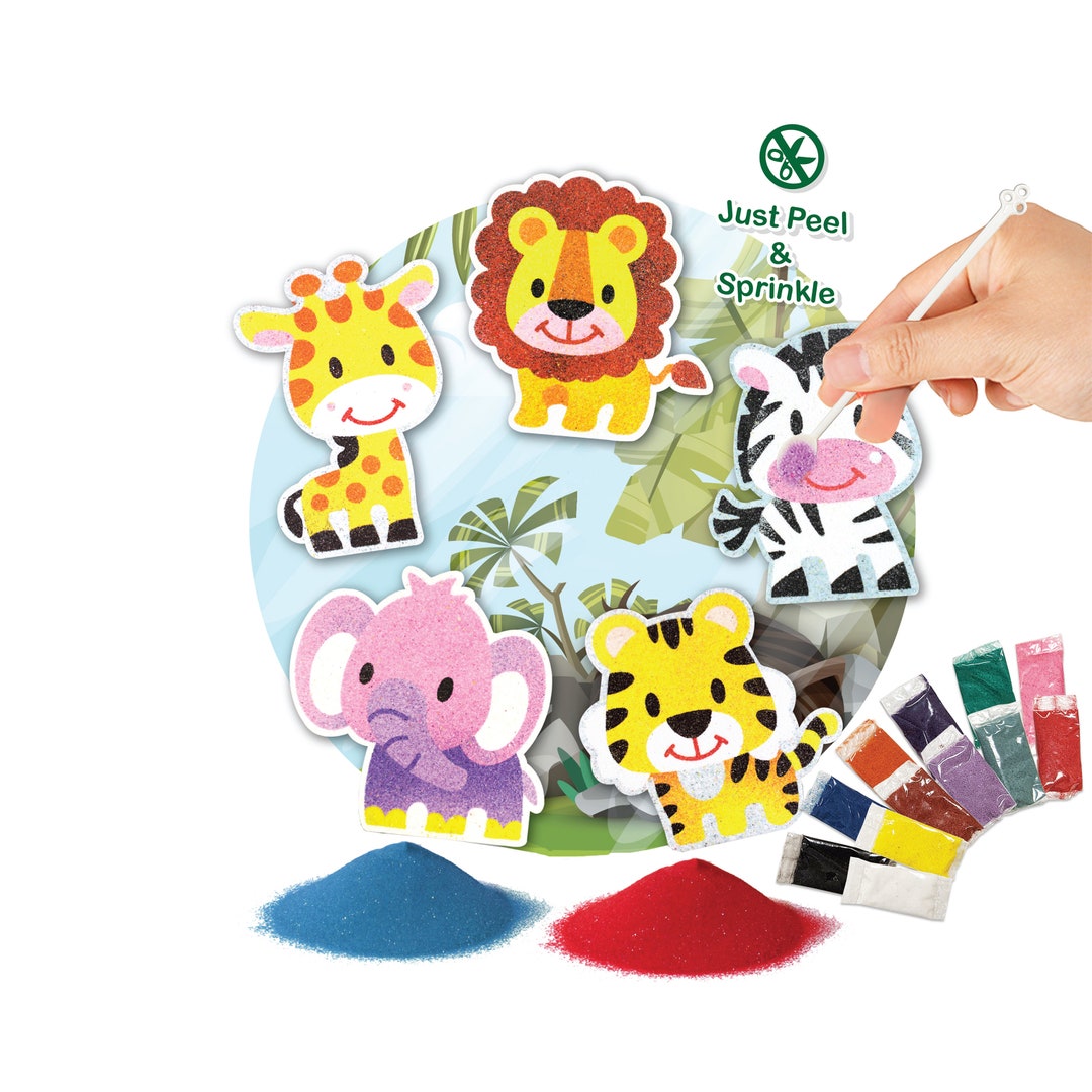 Peel and Stick Animal Magnetic Sand Art Craft - 5 MDF Sand Art Set Non ...