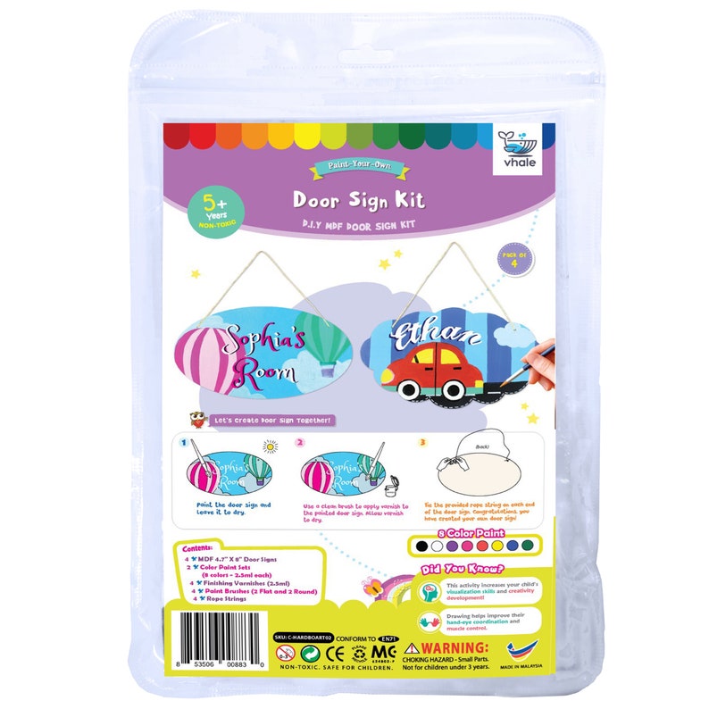 4 Set of Paint Your Own Door Signs for Kids Bedroom Locker - Etsy