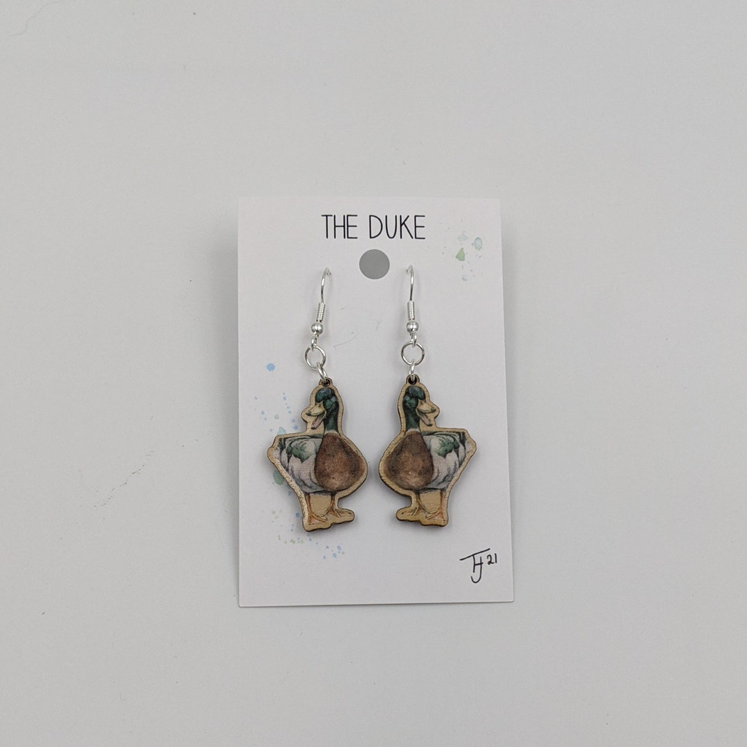 Surgical Steel Laser Cut Mallard Duck Earrings / Wildlife / Unusual / Original / Unique / Bird ...
