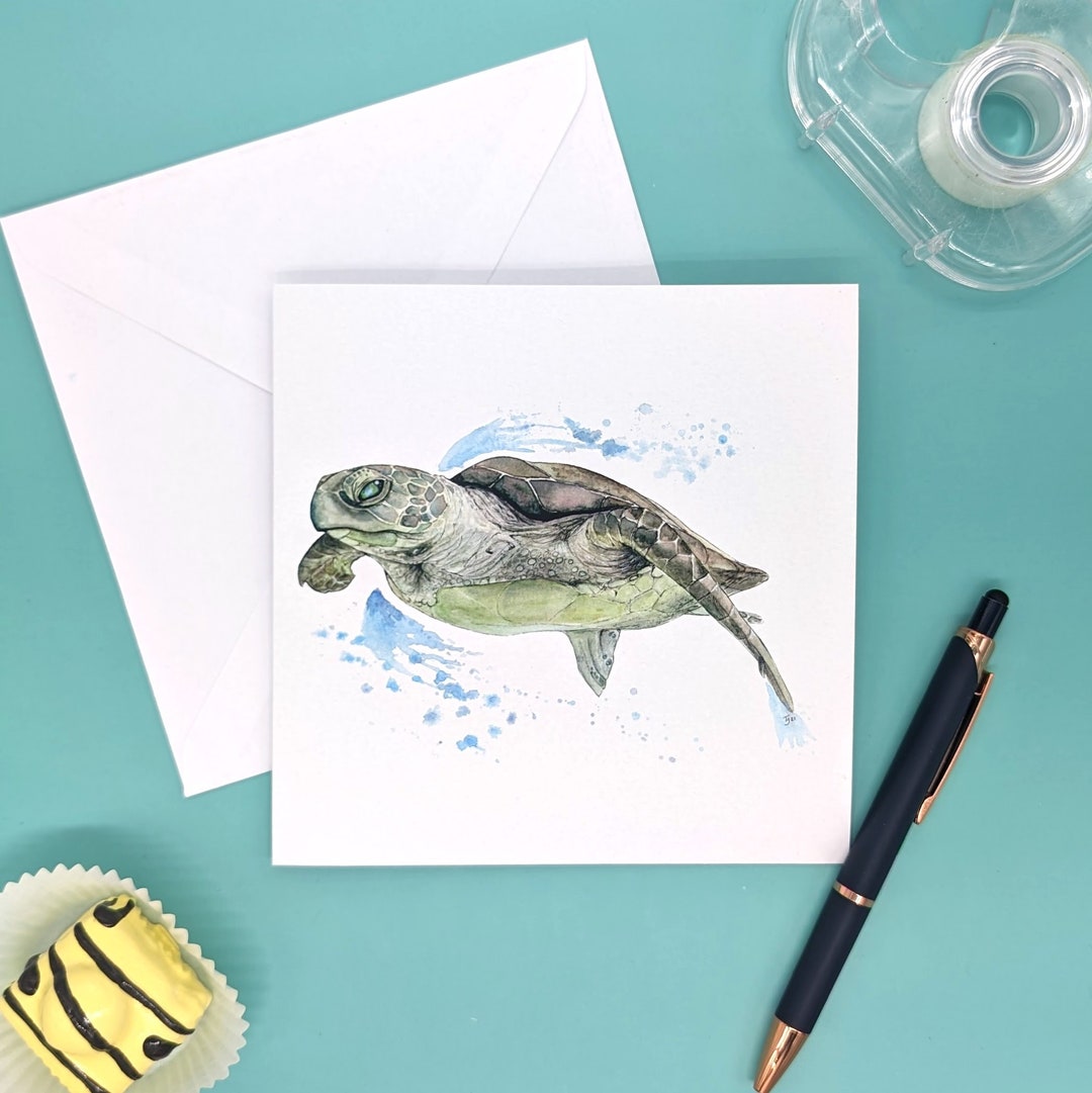 Turtle Blank Greetings Card Featuring ''mabouche'' Original Watercolour ...