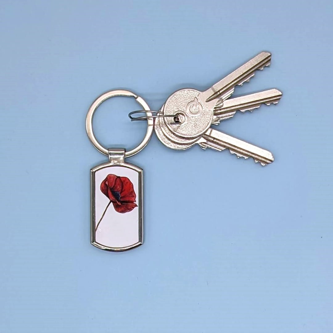 Poppy Keyring / Key Fob / Watercolour / Original Art Work / Gift Boxed ...