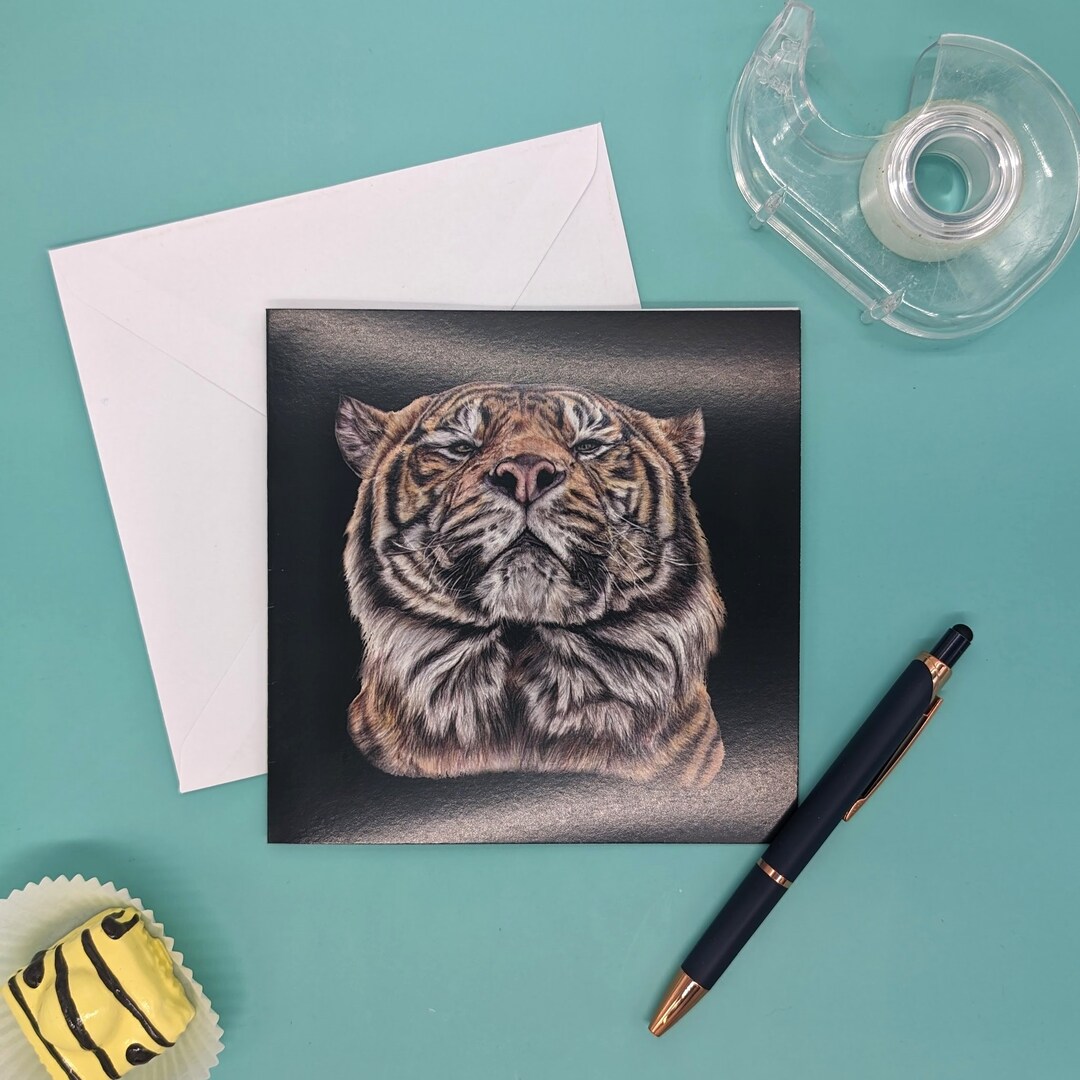 Siberian Tiger Blank Greetings Card Featuring ''joao'' Original Pencil ...