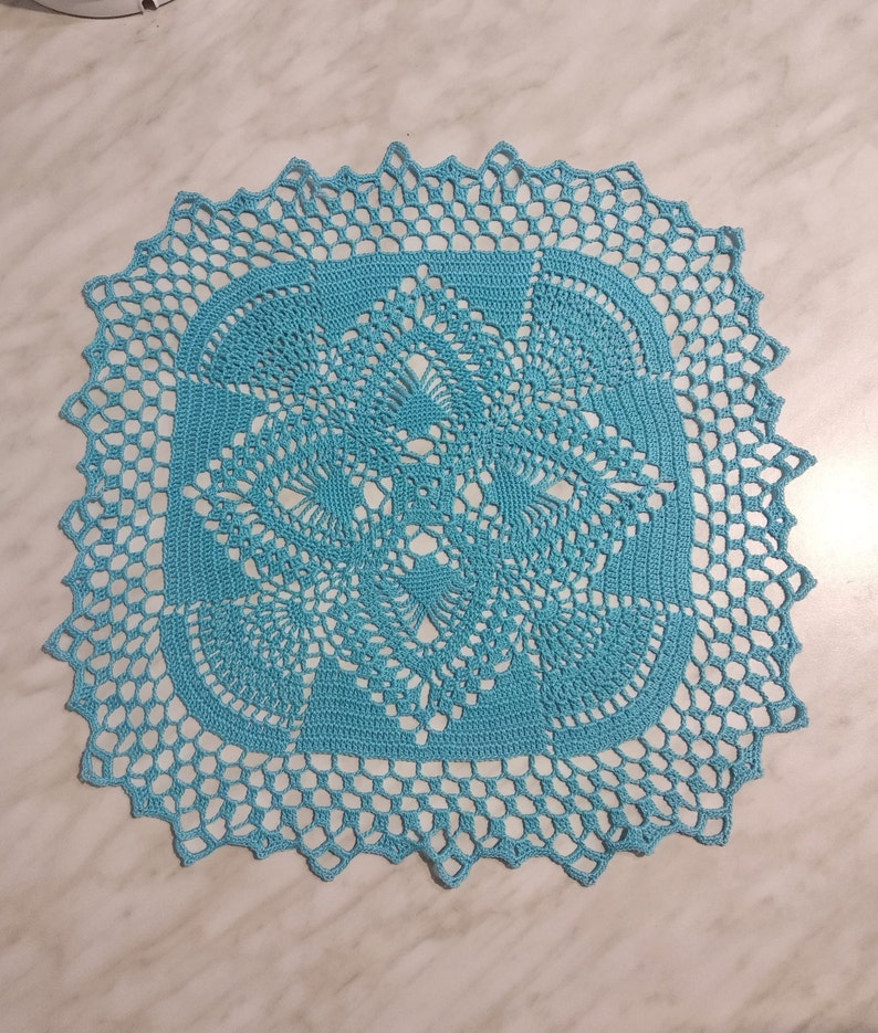 Light Blue Crochet Doily-square Doiliesturquoise Doilyhome Decor-blue ...