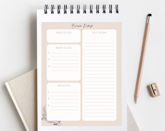 To Do List and Brain Dump, 2 in 1 Instant Download, Organise & Plan ...