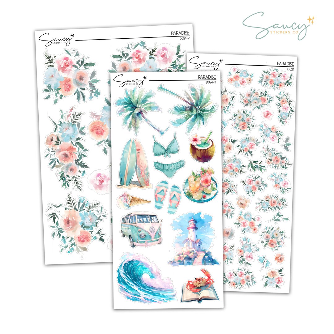 Paradise Deco | Journaling | Sticker Kit | Bullet Journal Stickers ...